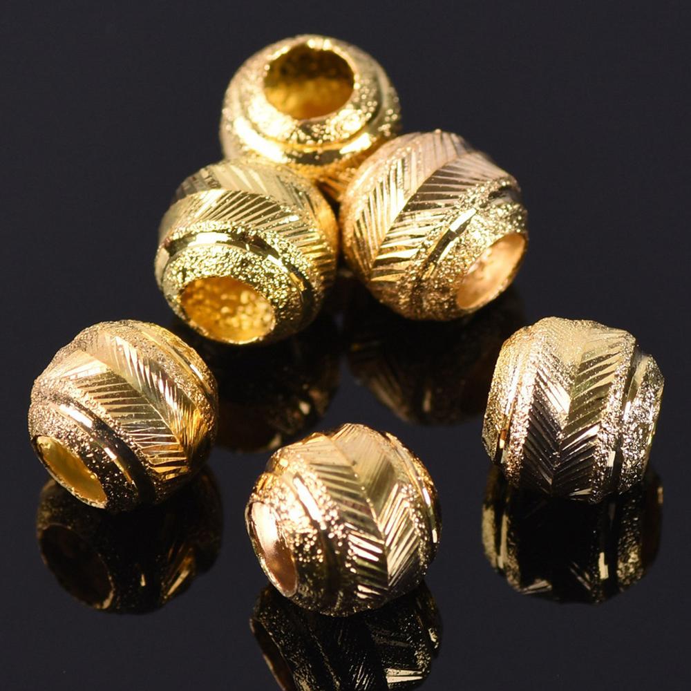 20pcs Gold Plated Color Round 10mm Hollow Matte Metal Brass Loose ...