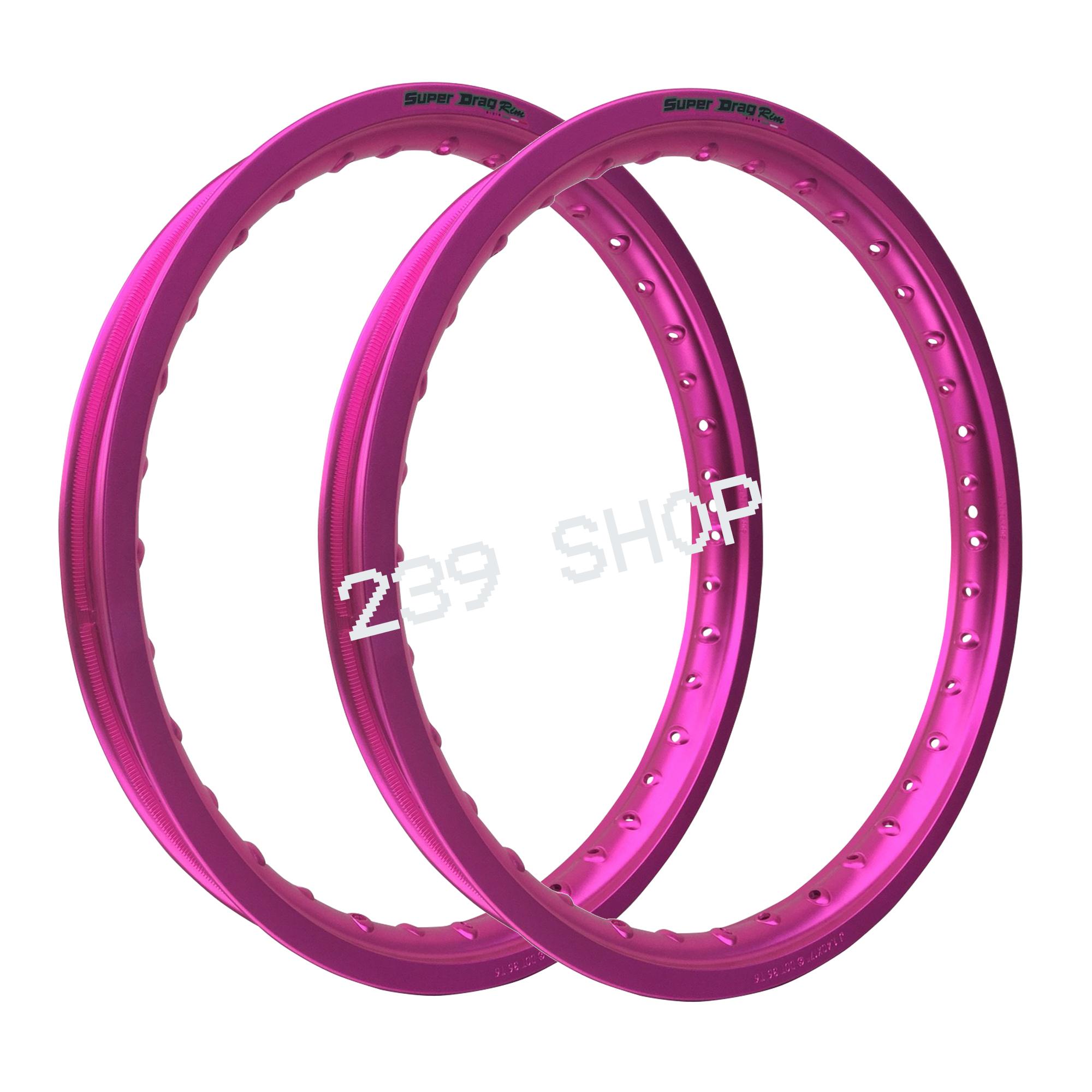 วงล้ออลูมิเนียม SUPER DRAG RIM 1.40-17 สีชมพู รุ่น STREET ทรง DID ขอบ ...
