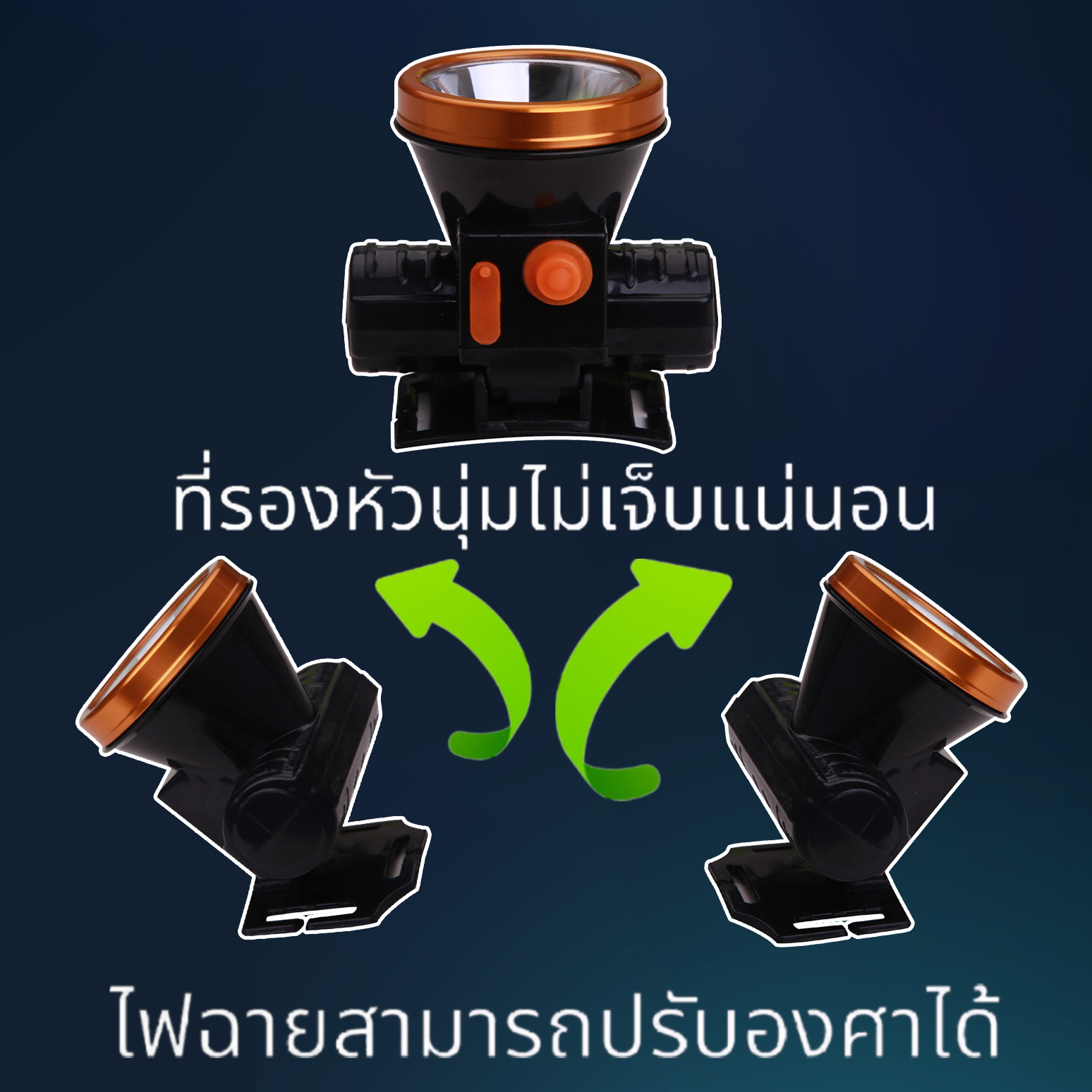 HONGFA ไฟฉายคาดหัว LED flashlight headband head battery 50W small ...