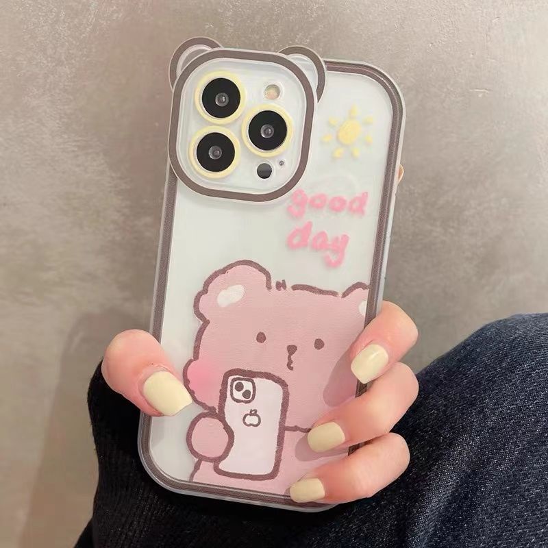 Good Day Cute Bear Case Compatible for IPhone 11 12 13 Pro Max X XR XS ...