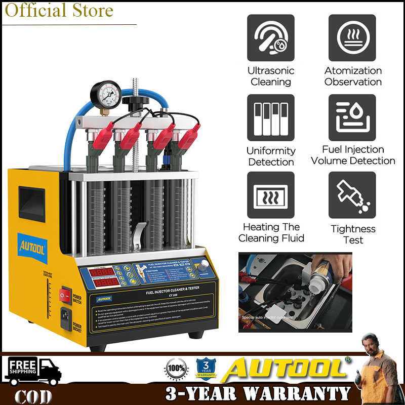 [รับประกันสามปี]AUTOOL CT160 4 กระบอกทดสอบหัวฉีด 110 V/220 V Ultrasonic ...