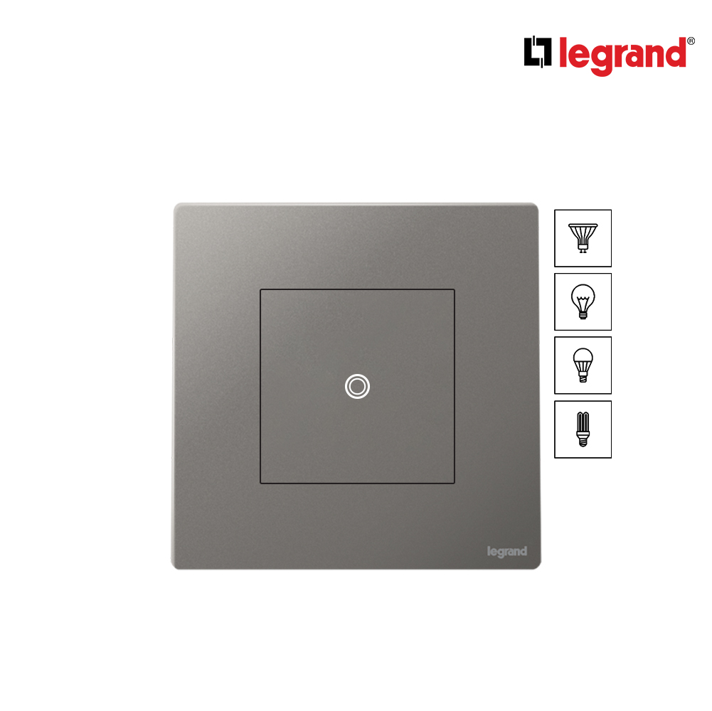 Legrand สวิตซ์ทางเดียว(แบบสัมผัส)1ช่อง สีเทาดำ Touch Switches 1W Switch ...