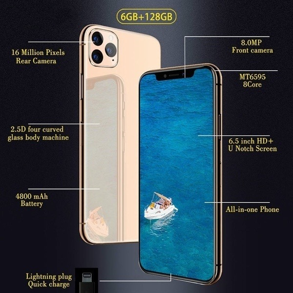 i11pro มือถือจอหยดน้ำ 6.5นิ้ว Rom 128GB Ram6GB รองรับซิม4G Androidแท้ ...