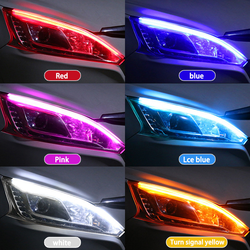 2 Lines Flexible Car Daylight Running Light 12V LED DRL Car Turn Signal ...