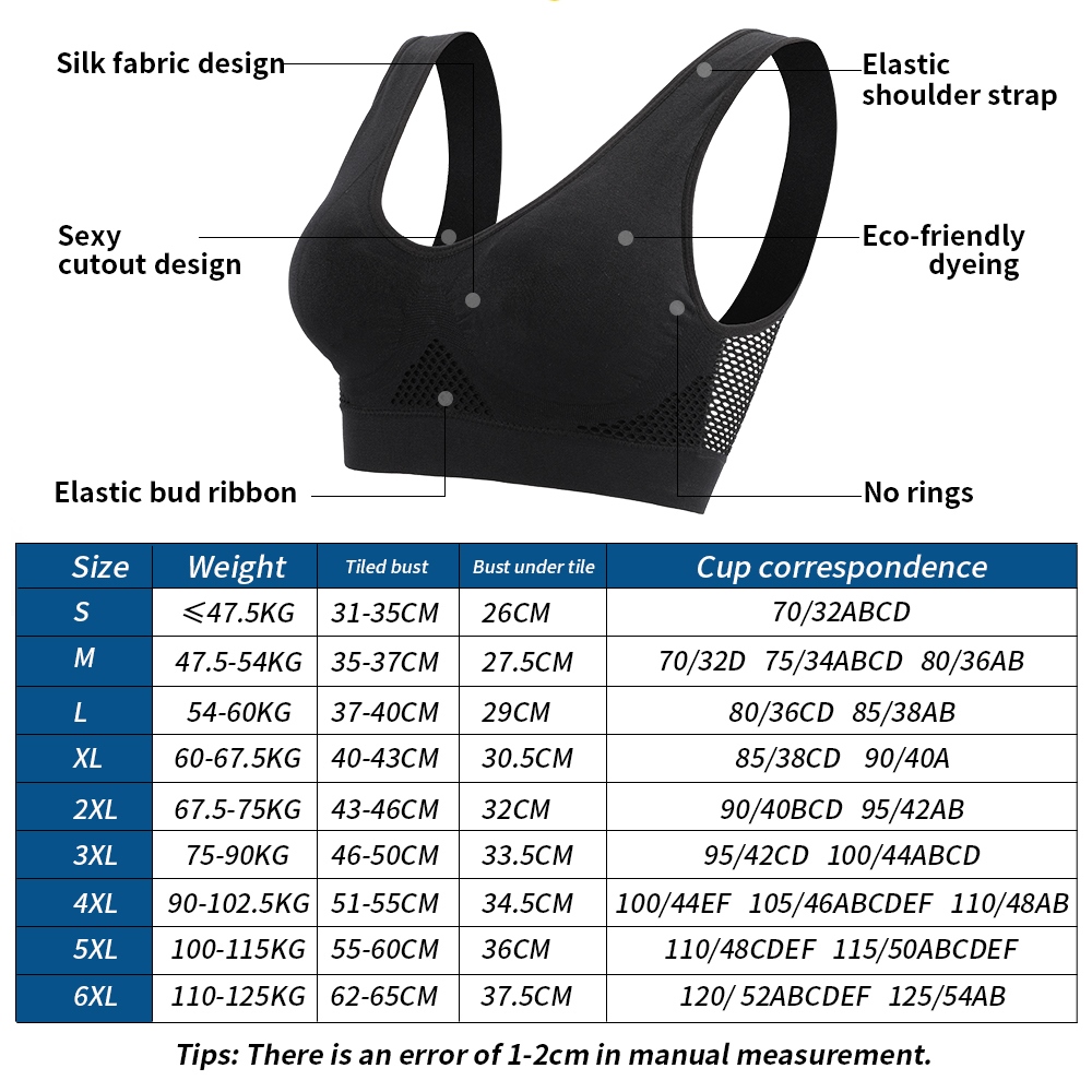 Sports Bras For Women Unwired Bras Wireless S-6XL Plus Size Sexy ...