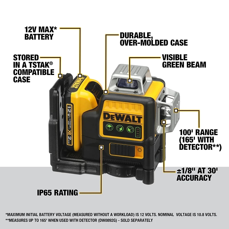 ผลิตภัณฑ์ใหม่DEWALT 12V DW089LG แบตเตอรี่ลิเธียมสีเขียวในร่มและกลางแจ้ง ...