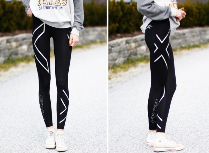 กางเกงรัดกล้ามเนื้อ ZXU Womens Compression Tights BlackSilver - JPG ...