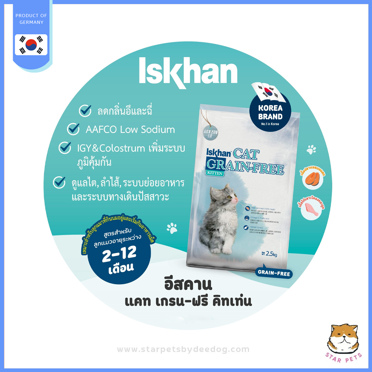 Iskhan Cat grain-free อาหารแมวพรีเมียมจากเกาหลี 2.5 kg | Lazada.co.th