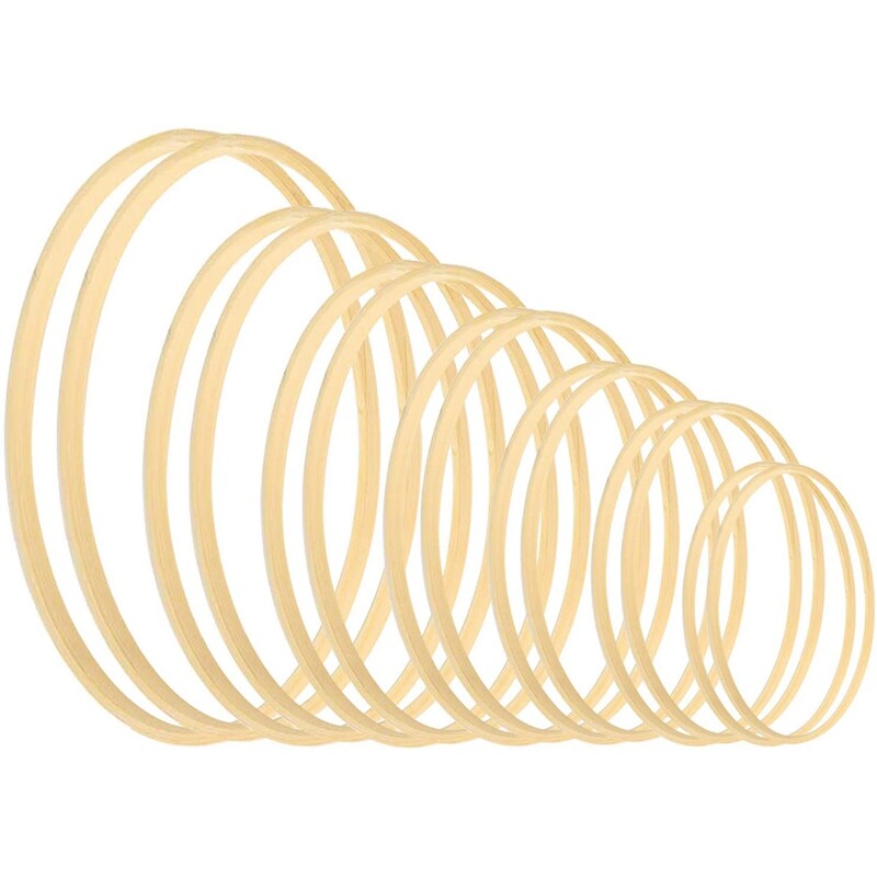 Bamboo Floral Hoop Wreath Wooden Macrame Bamboo Rings for DIY Dream ...