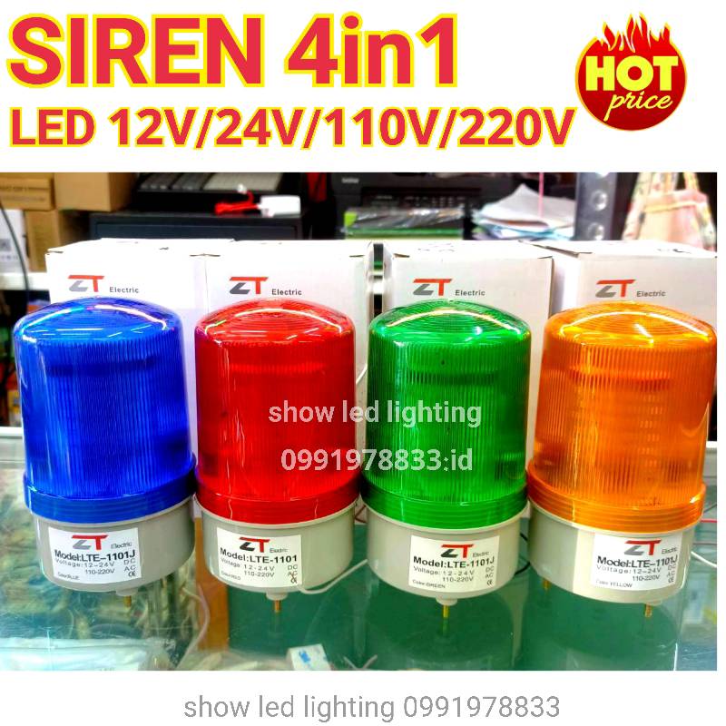 ไฟไซเรนท์ LTE-1101 (ZT) 4 นิ้ว ปรับได้ 3 สเต็ป รุ่นไม่มีเสียง ใช้ไฟได้ 4 แบบ (12V,24V,110V,220V ...