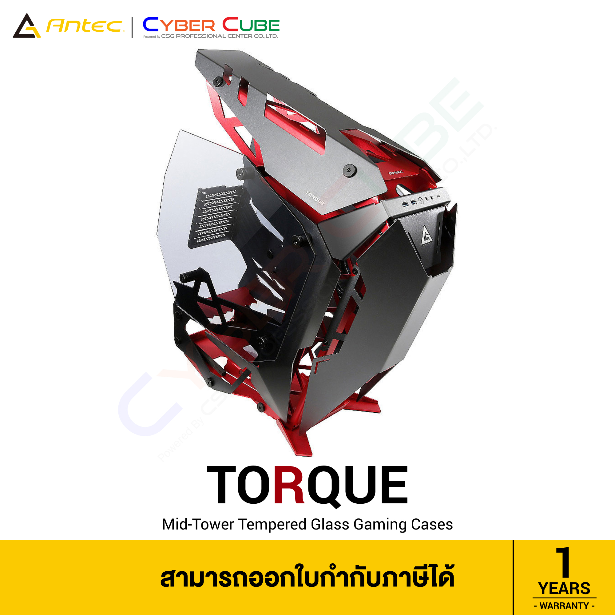 Antec Torque (Black/Red) Mid-Tower Case Tempered Glass (เคส) Case ...