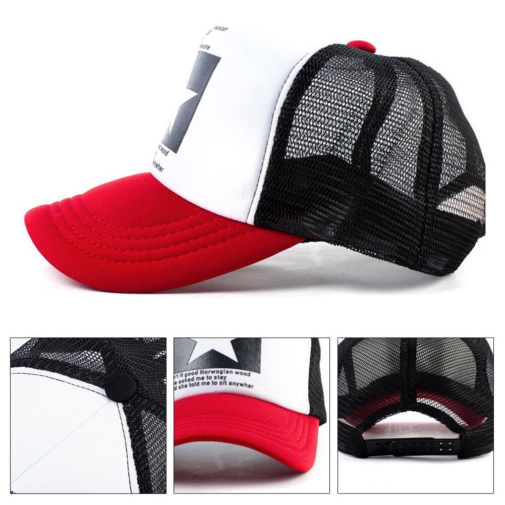 Baseball cap mesh fabric five-pointed star print can be adjusted Good ...