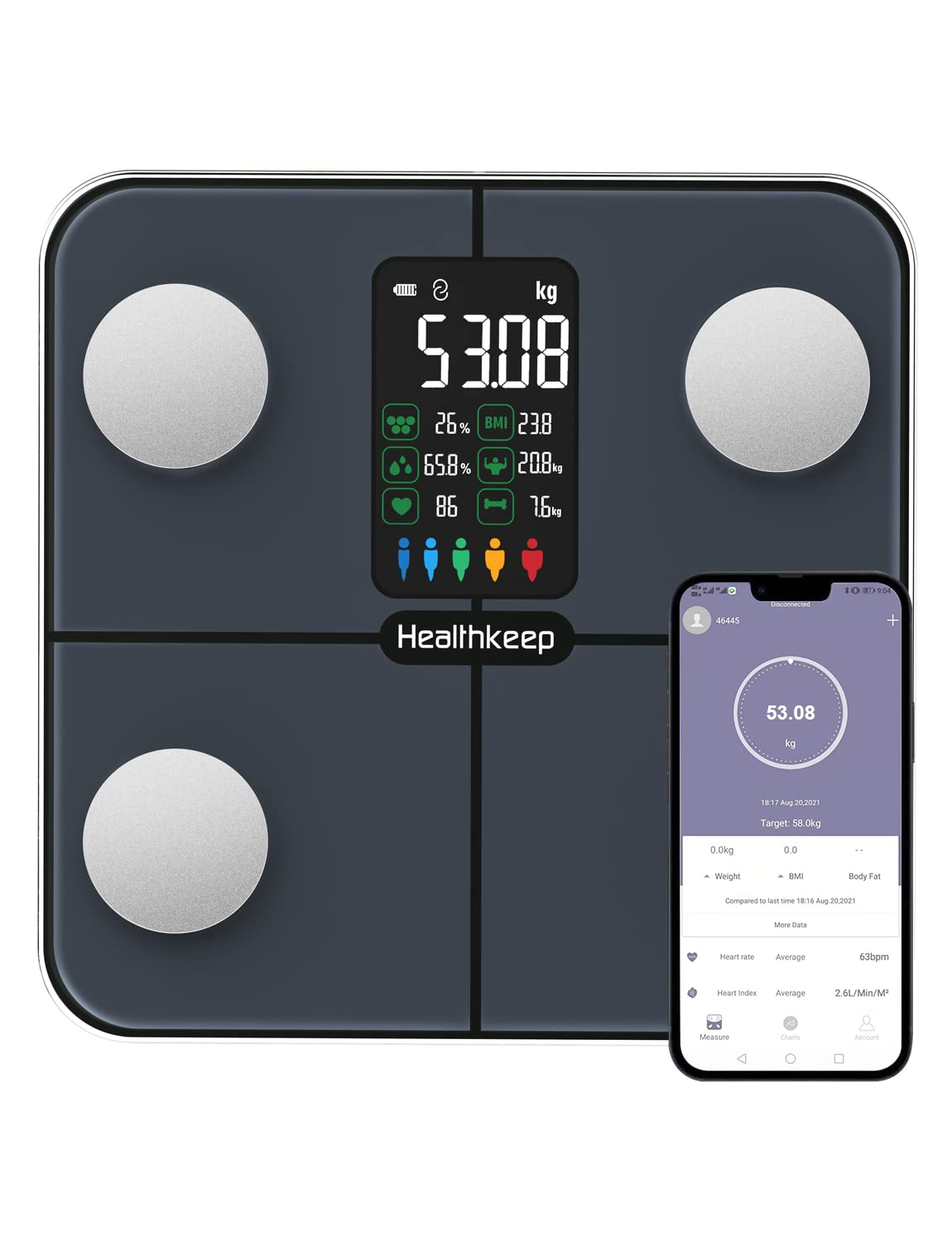 Healthkeep Digital Smart Body Weight Scale - Large Display Bathroom Fat ...