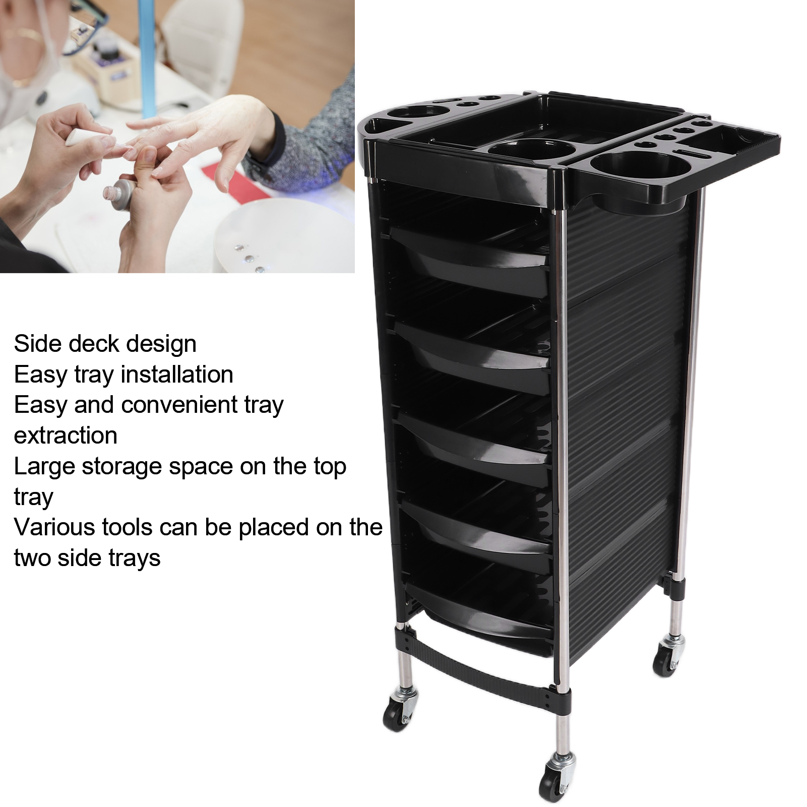 5 ชั้น Salon Trolley Professional เครื่องมือเสริมความงามสำหรับขนตาเล็บ ...