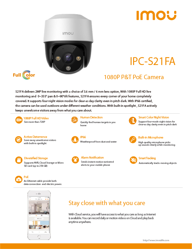 IMOU กล้องวงจรปิด WIFI 2 ล้านพิกเซล รุ่น IPC-S21FAP (3.6 mm.)(POE ...