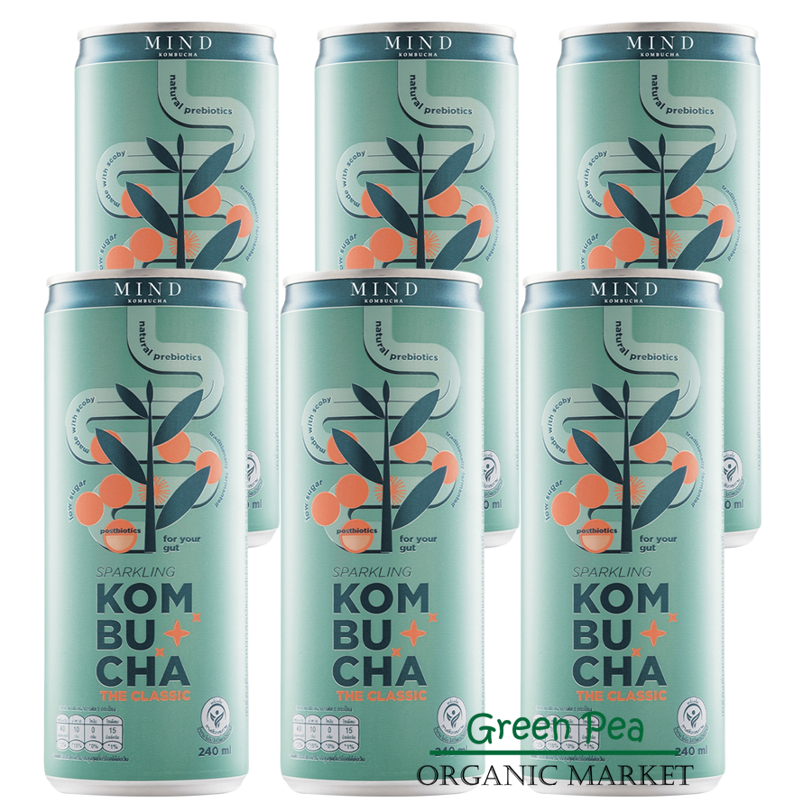 MIND KOMBUCHA Sparkling (6กระป๋อง) เครื่องดื่มชาหมัก คอมบูชะ สปาร์ค ...