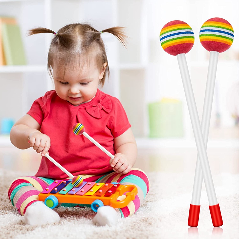 14 Pcs Lollipop Drum Mallet Sticks Round Rainbow Hammer Percussion ...