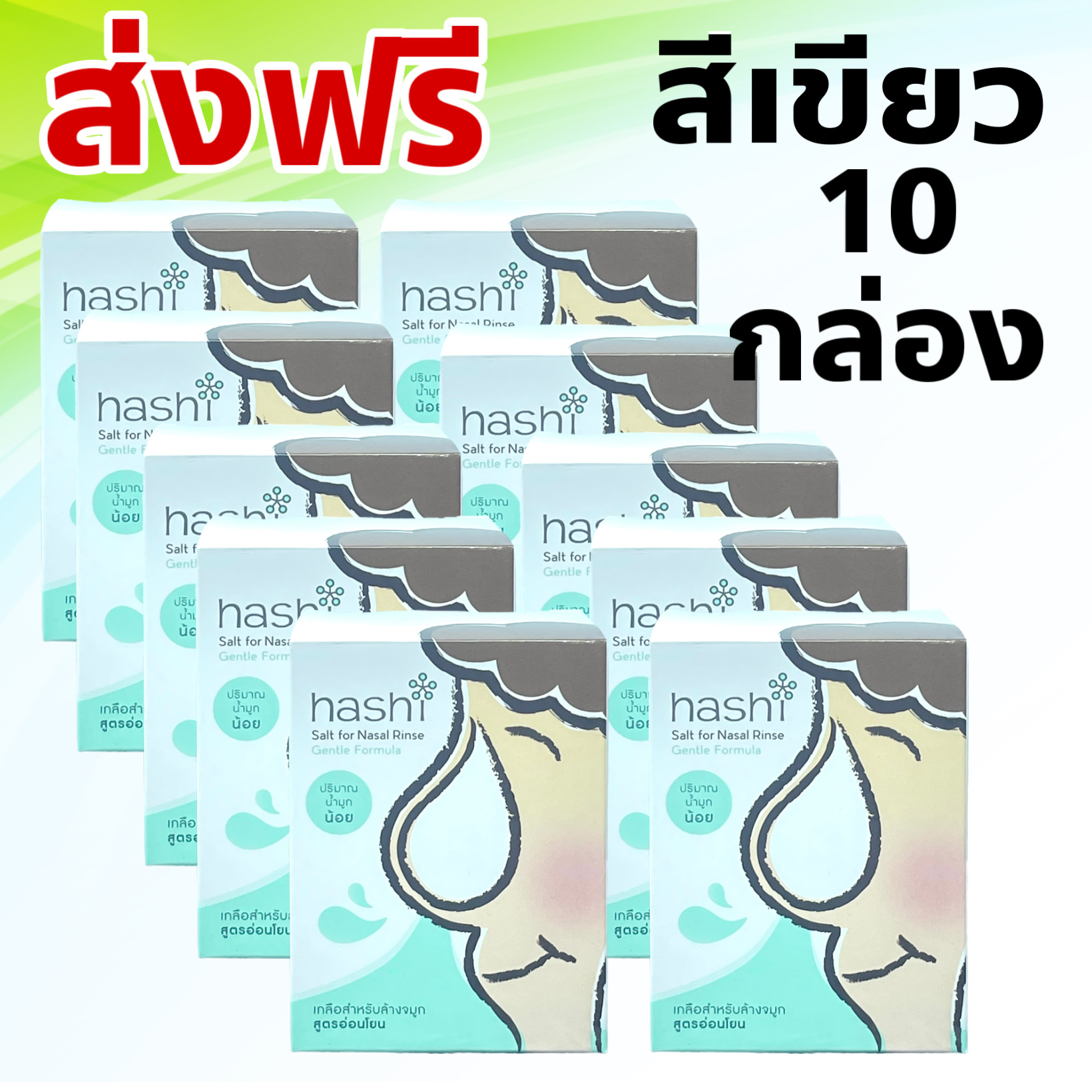 Hashi Refill Salt Nasal Rinse เกลือ ฮาชิ ผงเกลือล้างจมูก สูตรอ่อนโยน สี ...