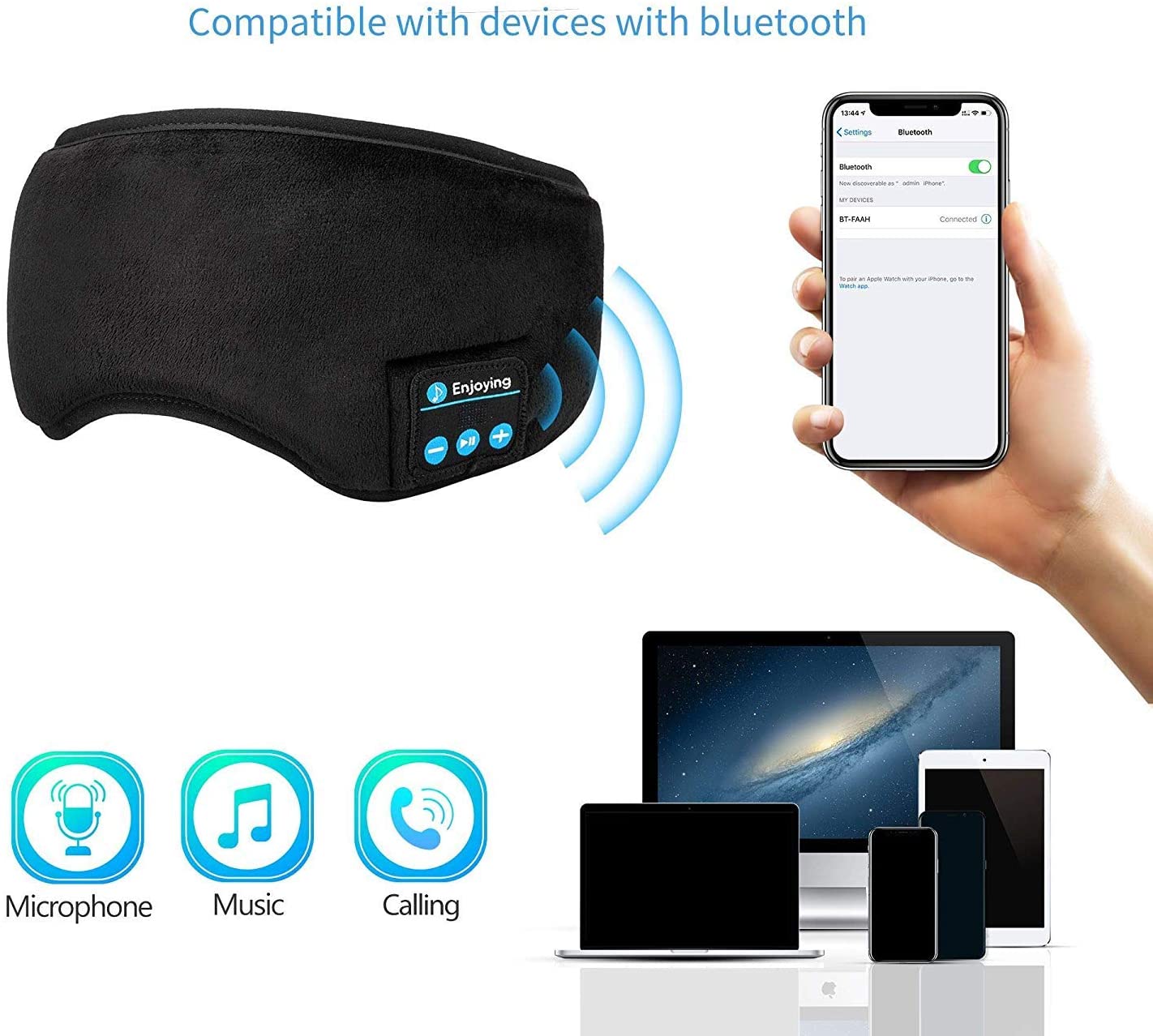 Bluetooth Washable 5.0 3d Sleep Music Eye Mask With Headphone Blindfold ...