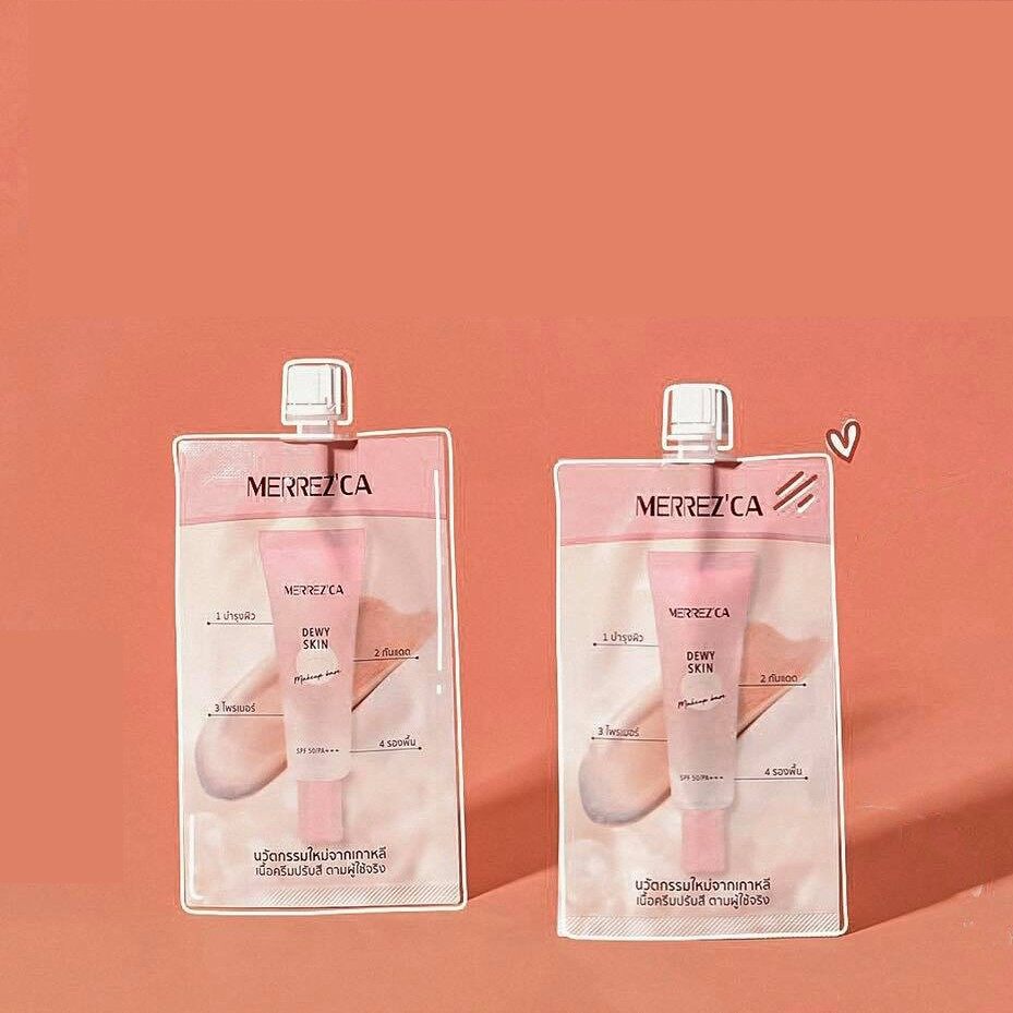 Merrezca dewy skin makeup base spf 50 PA+++ 5ml. 4 in 1 เบส รองพื้น ไพร ...