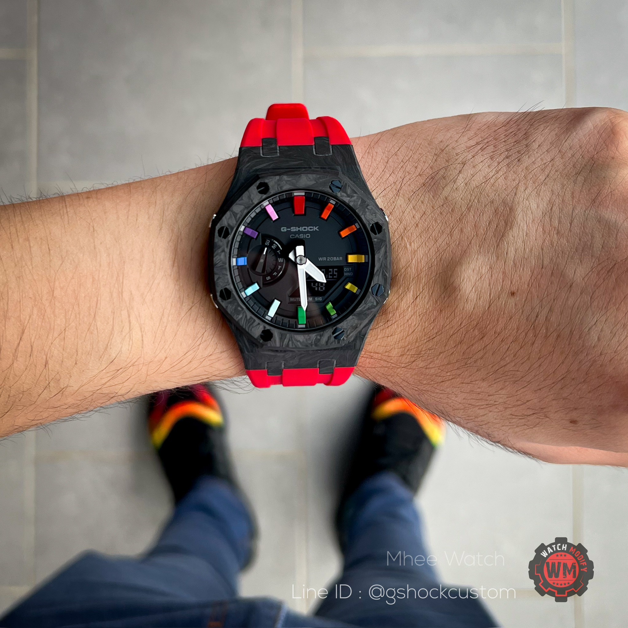 G-Shock Casioak Special Case Carbon Fiber with Rainbow Hour Markers Red ...