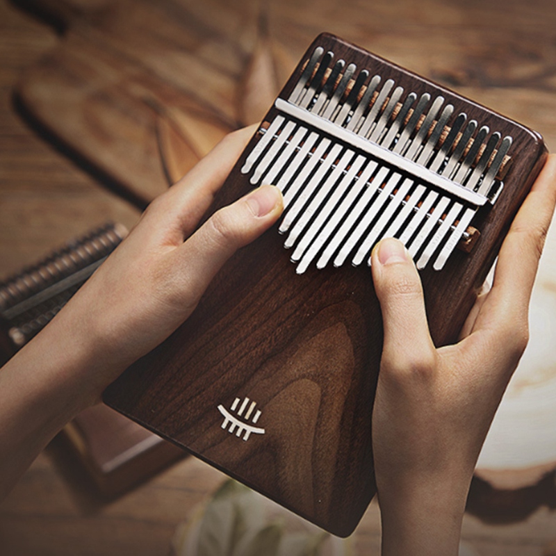 HLURU Kalimba Black Walnut Curly Figure Keyboard Thumb Piano Chamfer ...