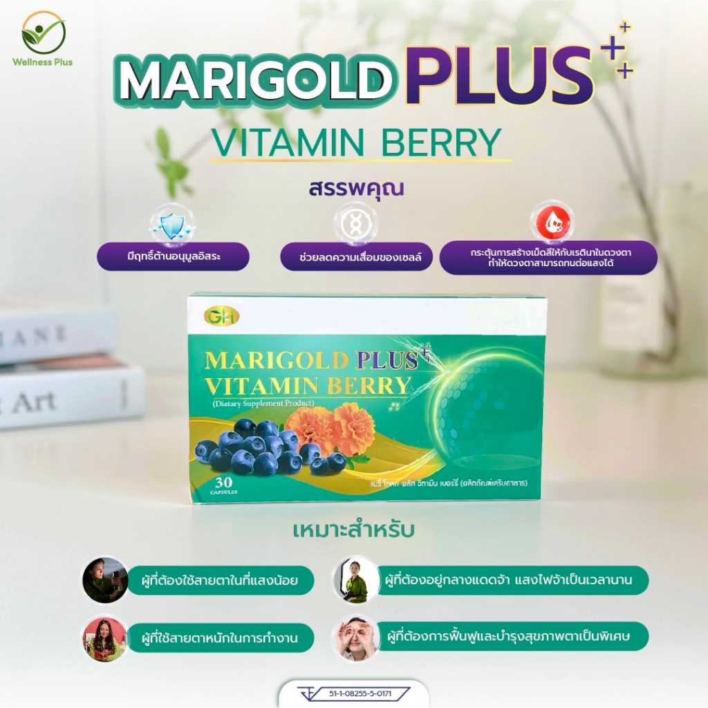 (3 กล่อง) Marigold Plus Vitamin Berry แมร์รี่โกลด์ พลัส วิตามิน เบอร์รี ...