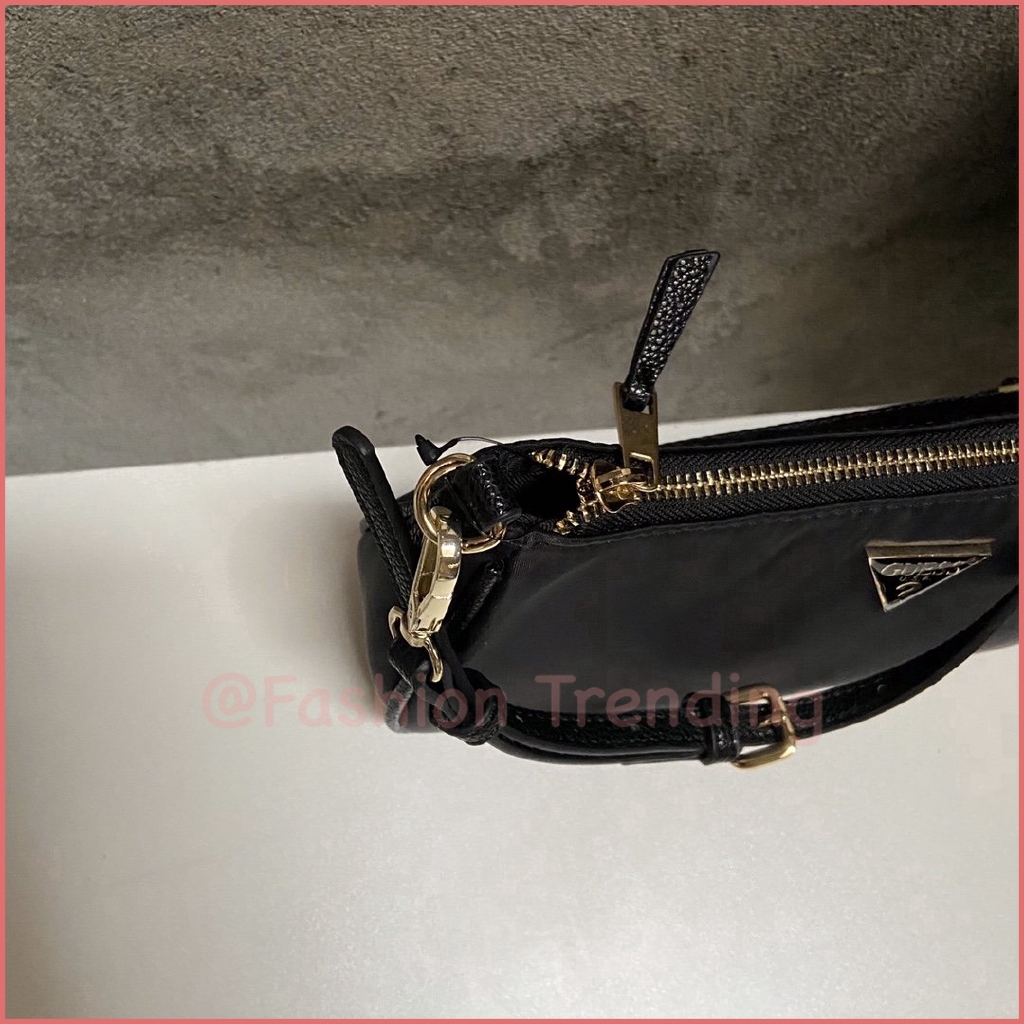 Guess Zip Underarm Bag Oxford Cloth Shoulder Bag Black Sling Bag ...