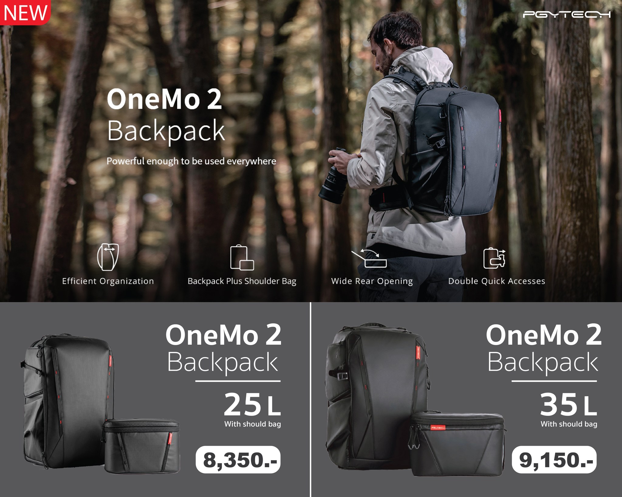 รุ่นใหม่ กระเป๋ากล้อง PGYTECH Onemo 2 Backpack 25L Black 35L Black สินค้าประกันศูนย์ไทย ...