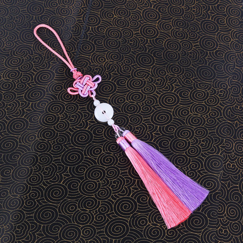 1 set Chinese Knot + Double Color Tassels 14cm Silk Brush Tassels Key ...