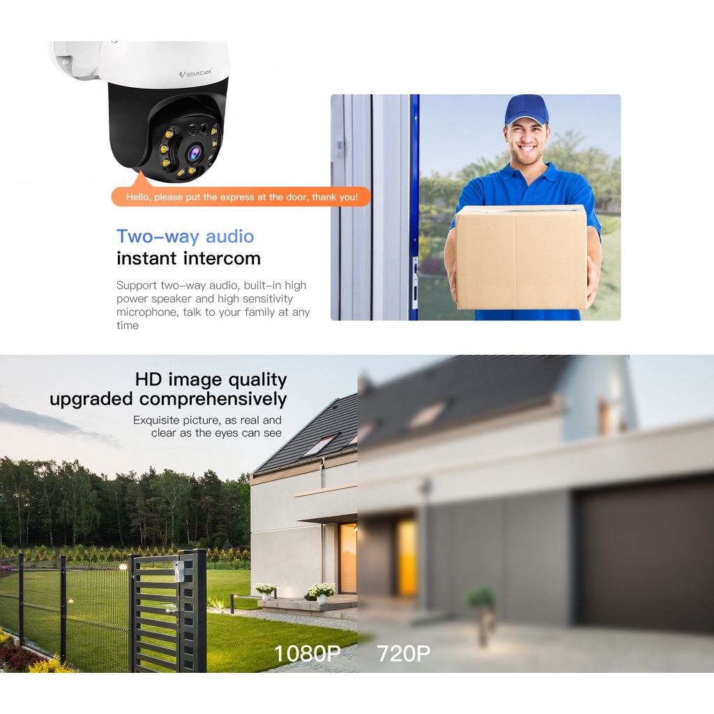 Vstarcam CS64 ความละเอียด 3MP(1296P) กล้องวงจรปิดไร้สาย กล้องนอกบ้าน Outdoor Wifi Camera ภาพสี ...