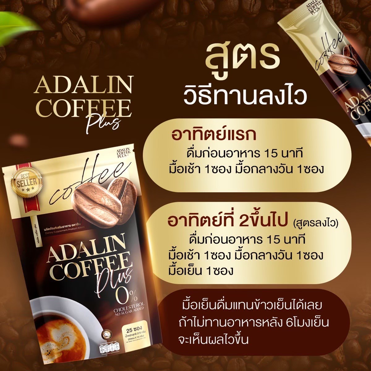 กาแฟอดาลิน(ADALIN COFFEE) อิ่มนาน ลดการกินจุกจิก กระตุ้นการเผาผลาญ ลด ...