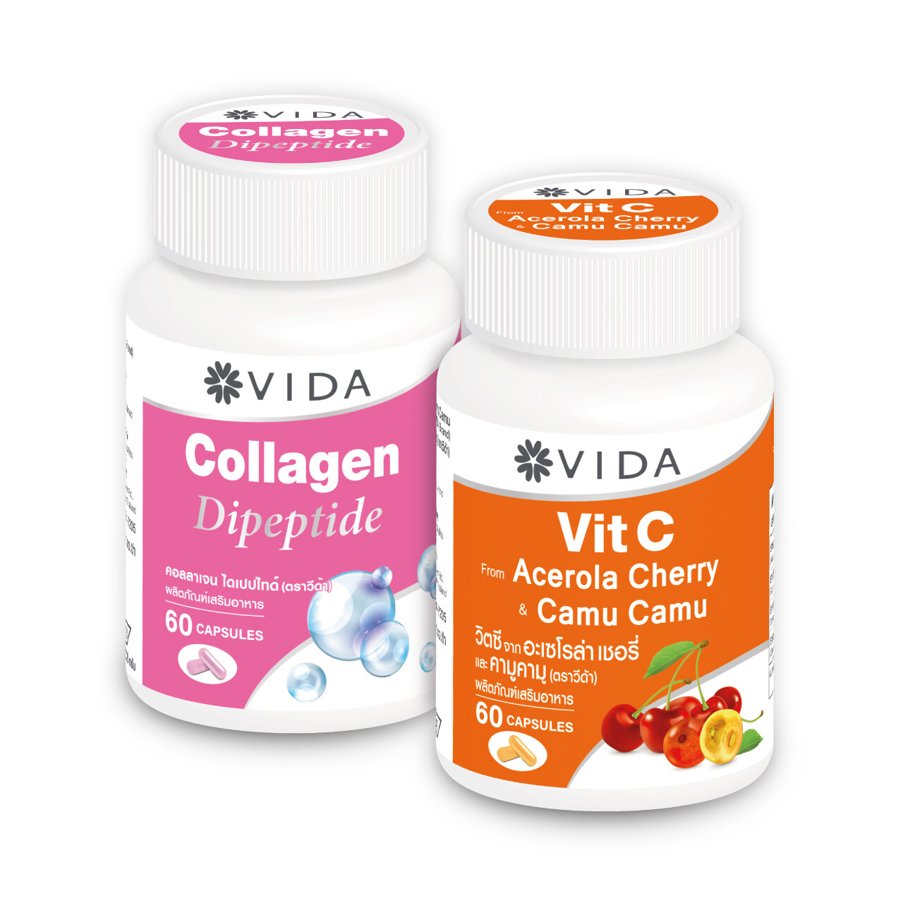 Booster Set Vida Collagen Dipeptide 60 Capsules x Vida Vit C Acerola ...