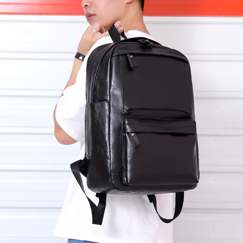 The new computer backpack PU leather business and leisure travelers han ...