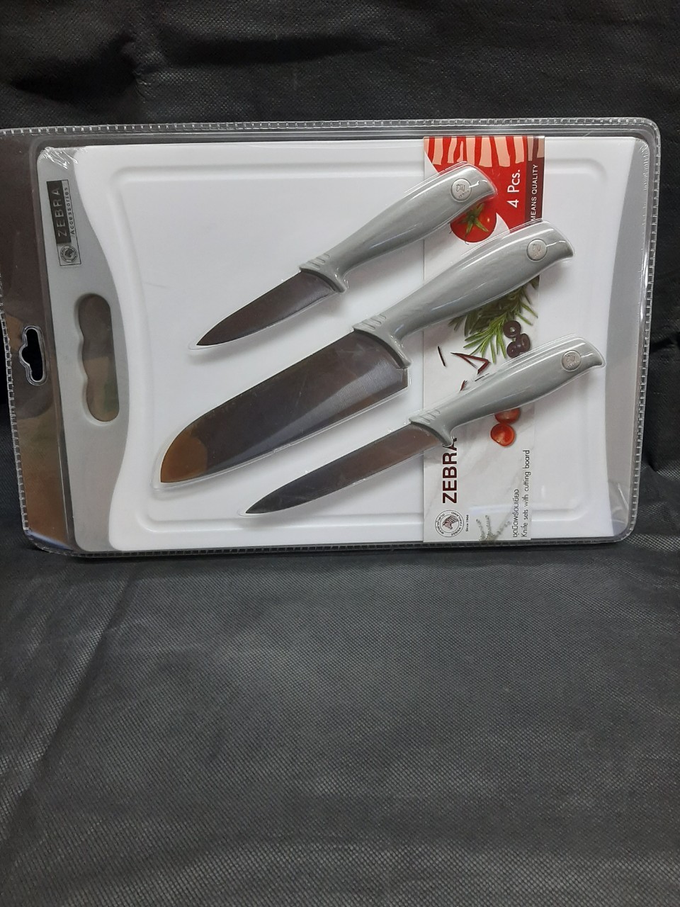 ชุดมีดพร้อมเขียง Zebra ชุดมีด Zelect พร้อมเขียง มีด 3.5, 5, 6.5 นิ้ว ...