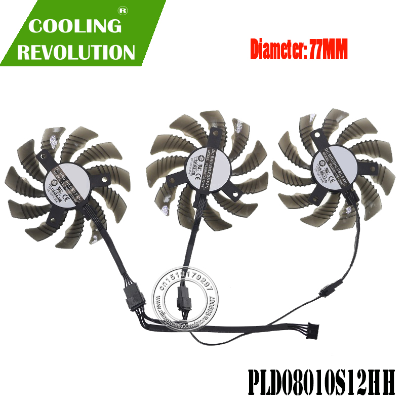 77MM PLD08010S12HH DC12V 0.35A Graphics Card Cooling Fan for GIGABYTE ...