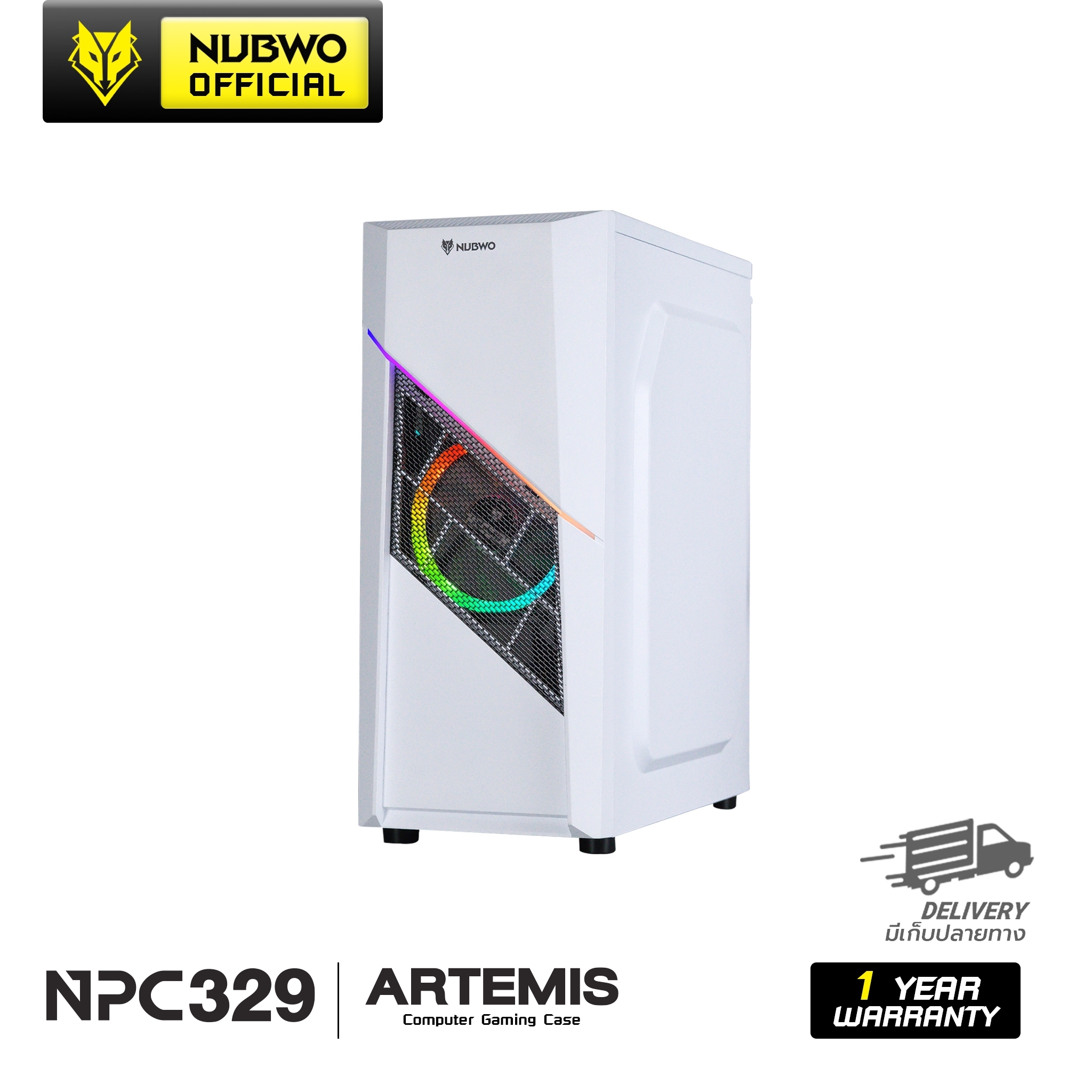 เคสคอมพิวเตอร์ Nubwo ARTEMIS NPC-329 Mini-ITX / MICRO-ATX / ATX รองรับพัดลมได้ถึง 4 ตัว มีไฟ ...