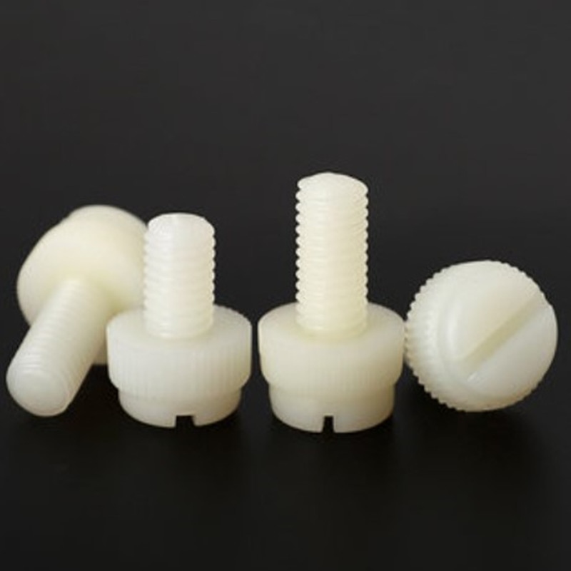 10 50pcs M3 M4 M5 M6 M8 white Nylon knurled Thumb Screw PA66 Nylon Plastic Hand Twist Screw ...