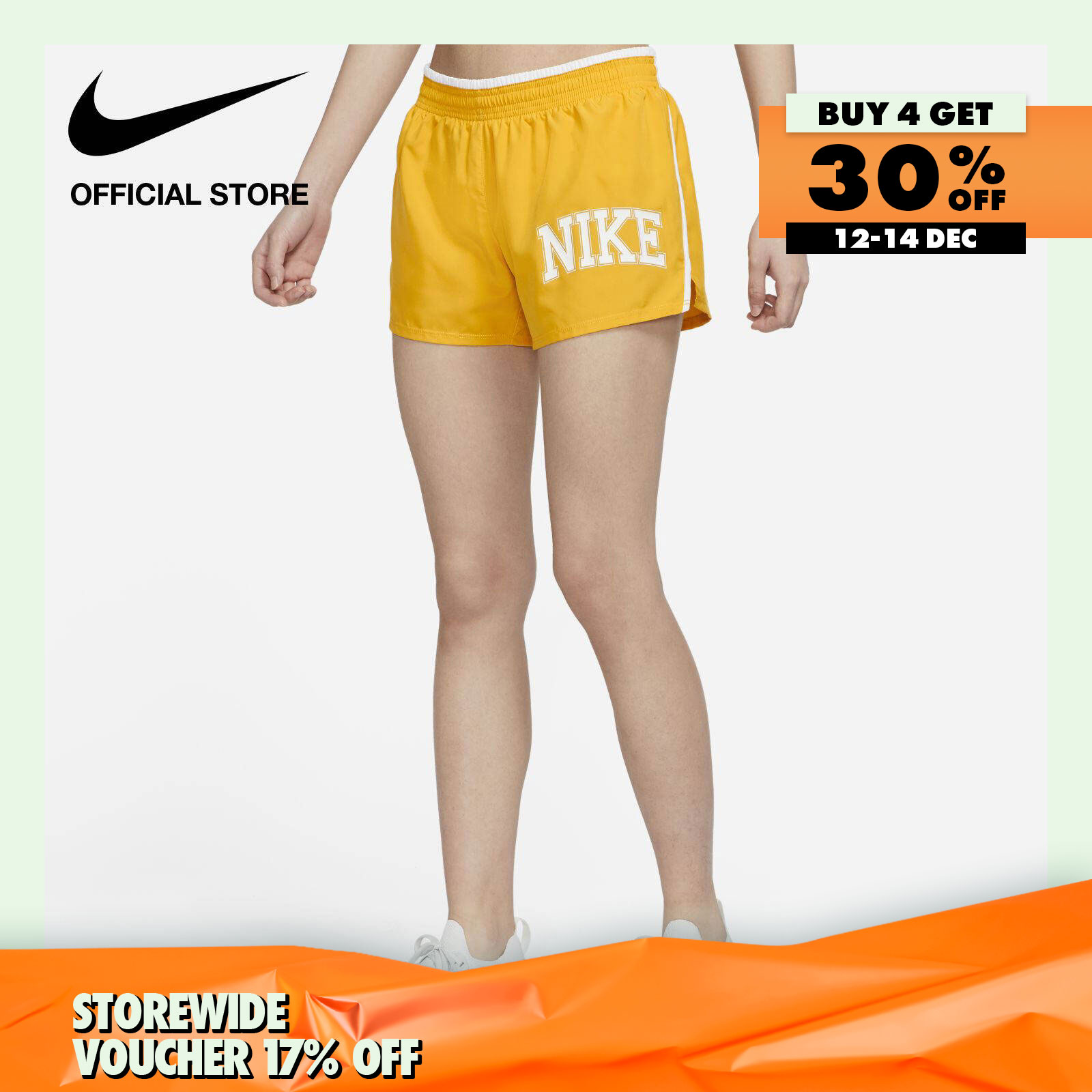 Nike Dri-FIT Womens Swoosh Run 10K Short Shorts - Yellow - Nike - ThaiPick