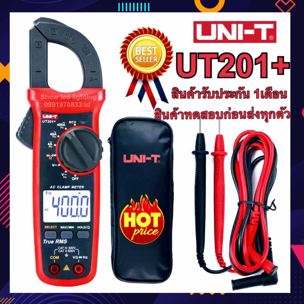 มัลติมิเตอร์ UNI-T UT-201+ NCV Digital Clamp Meter true rms แคลมป์ ...