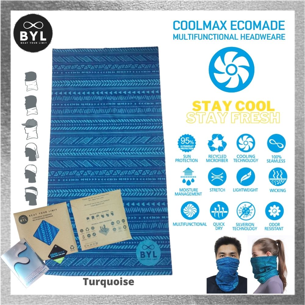 ผ้าบัฟไร้ตะเข็บ BYL รุ่น Coolmax EcoMade Antibacterial Headwear ใส่ทำงานทุกประเภท ทำงานบ้าน งาน ...