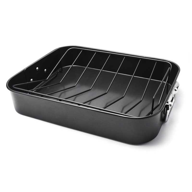 Kitchen Nonstick Rectangular Deep Dish Roasting Pan Barbecue Bakeware ...