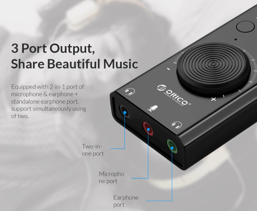 ซาวด์การ์ด ORICO SC2 MULTIFUNCTION USB EXTERNAL SOUND CARD BLACK รับ ...