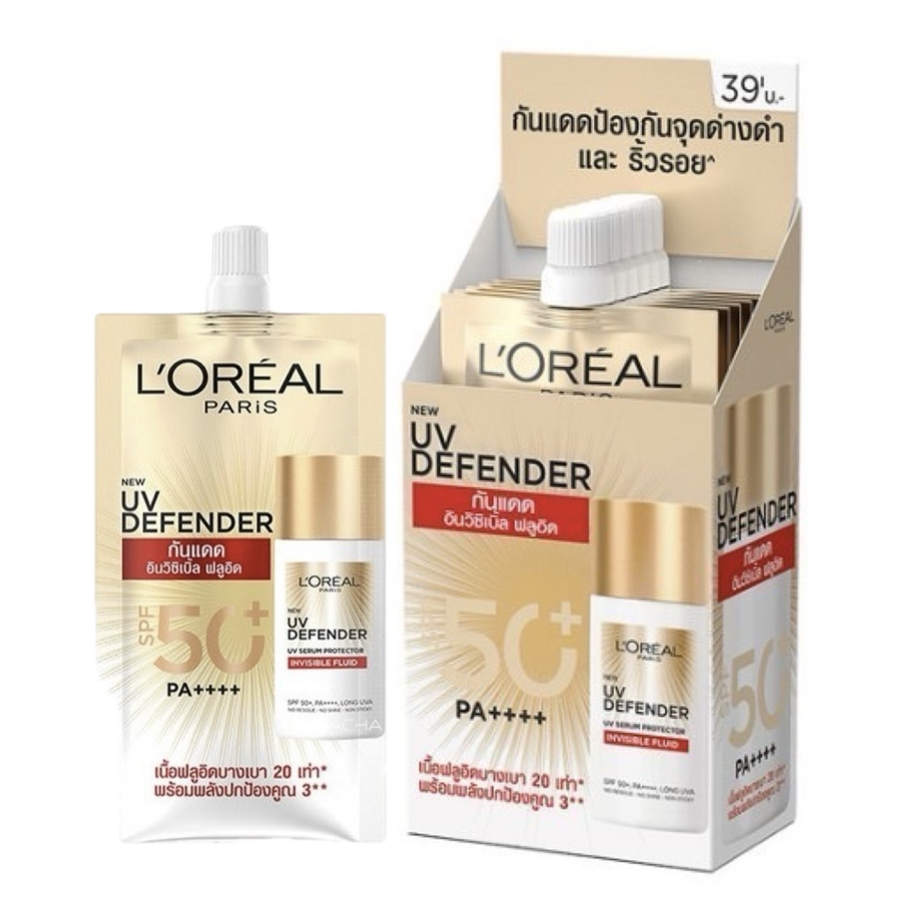 ( 1 กล่อง บรรจุ 6 ซอง ) กันแดด L'Oréal Paris UV Defender SPF50+ PA++++ ( มีให้เลือก 2 สูตร ...