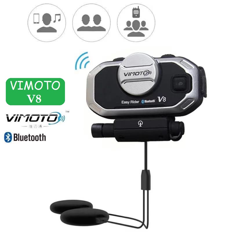 Vimoto V8 บูลทูธติดหมวกกันน็อค อินเตอร์คอม มีระบบตัดเสียงรบกวน ...