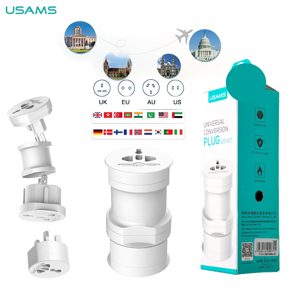 ( ฟรี ของแถมทุกๆ 199฿???? )Usams US-CC003 ซ็อกเก็ตปลั๊กแปลงสากล รองรับ ...