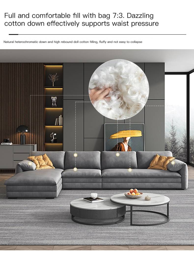 RCozy Life Sofa โซฟา Tech Cloth Modern Minimalist L-Shape Latex Waterproof Soft for Living Room ...