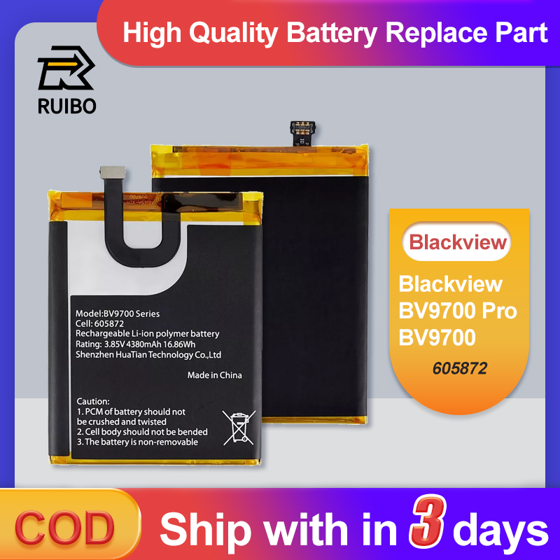 Ruibo For Blackview BV9700/BV9700 Pro 3.85V 4380mAh Rechargeable Li-ion Polymer Battery Assembly ...