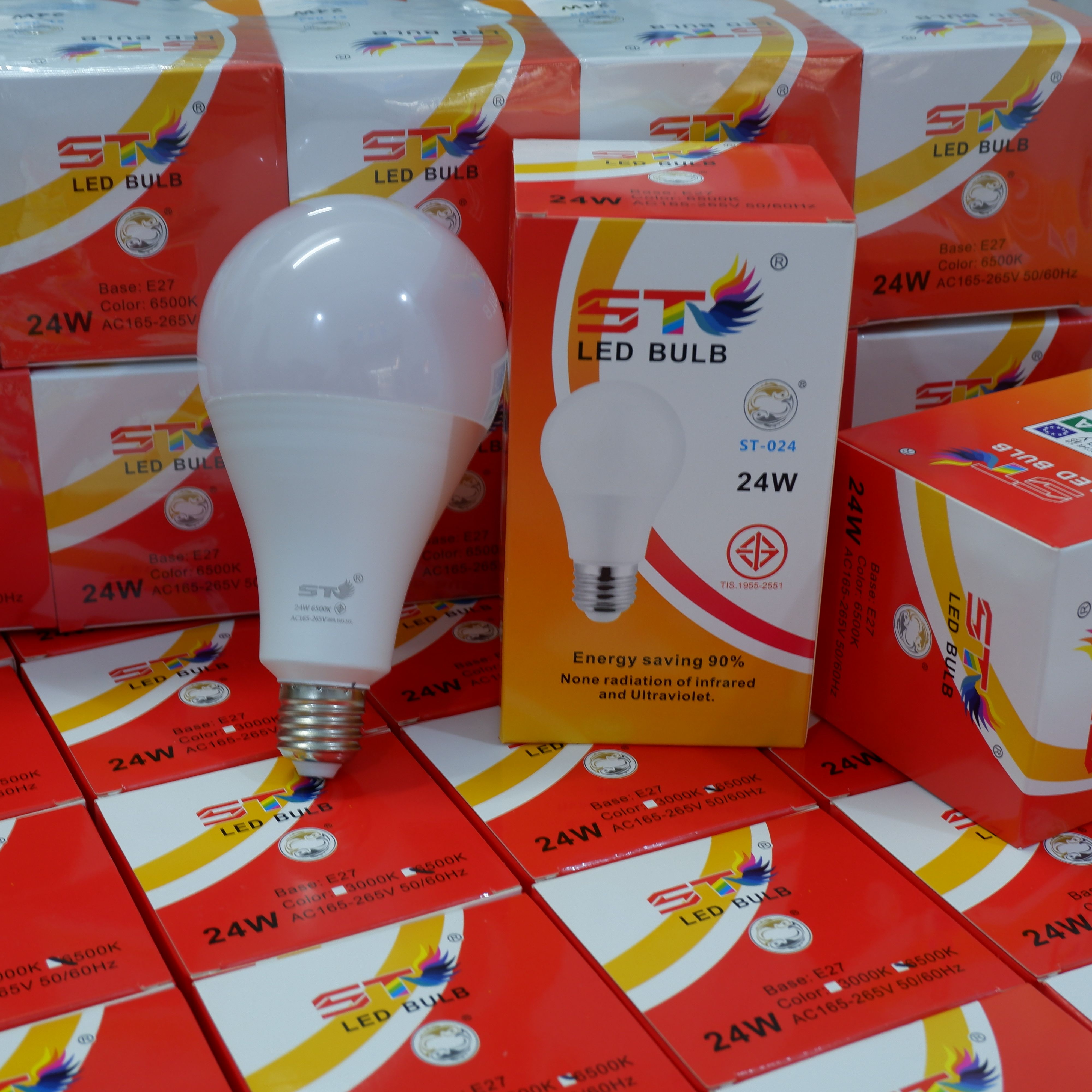 หลอดไฟ led ใช้ไฟบ้าน220V หลอดไฟขั้วเกลียวE27 หลอดไฟ led 3w5w7w9w12w15w18w24w แสงขาวและแสงวอร์ม ...