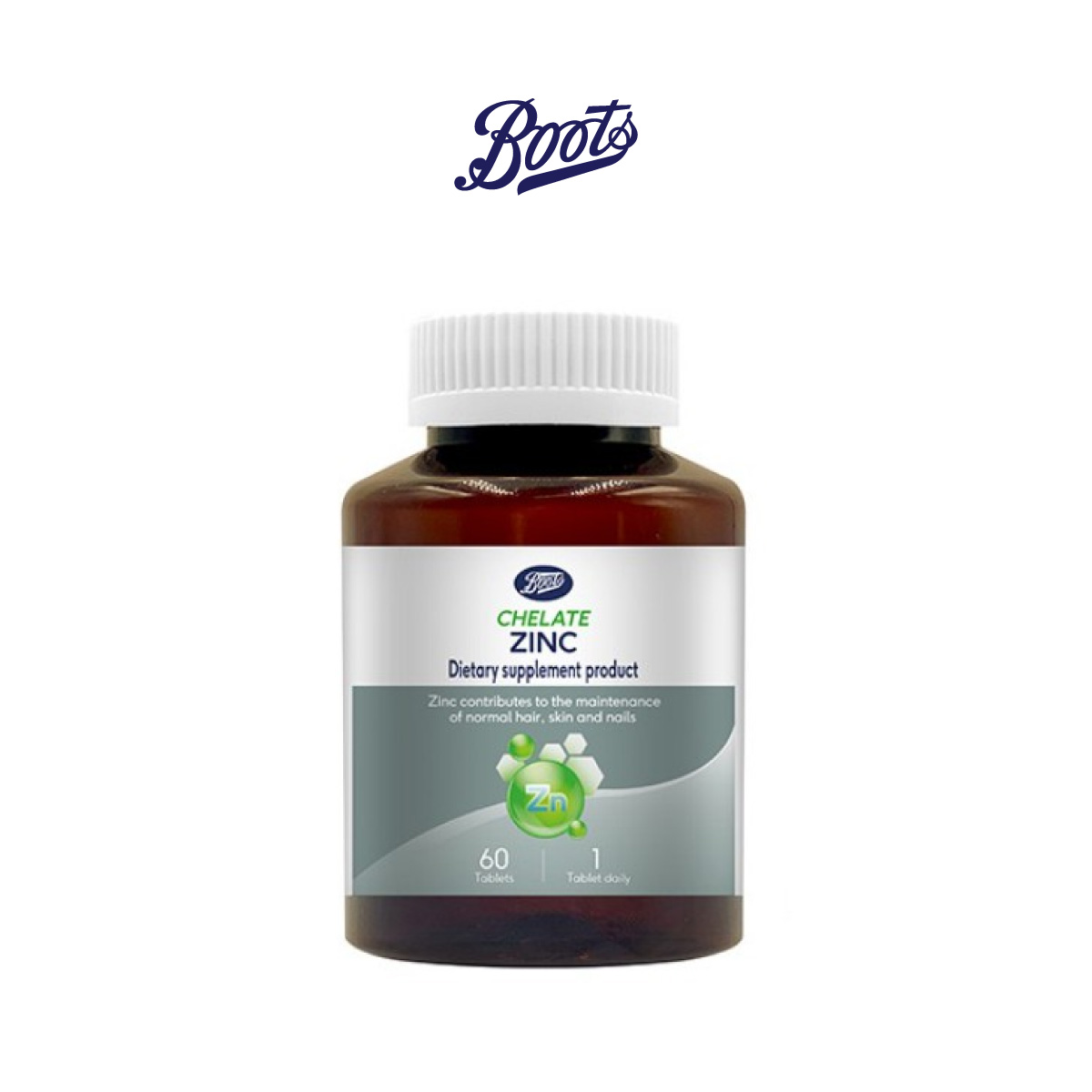 Boots Vitamins Chelated Zinc บู๊ทส์ วิตามิน คีเลตซิงค์ 60 เม็ด 25.8กรัม ...